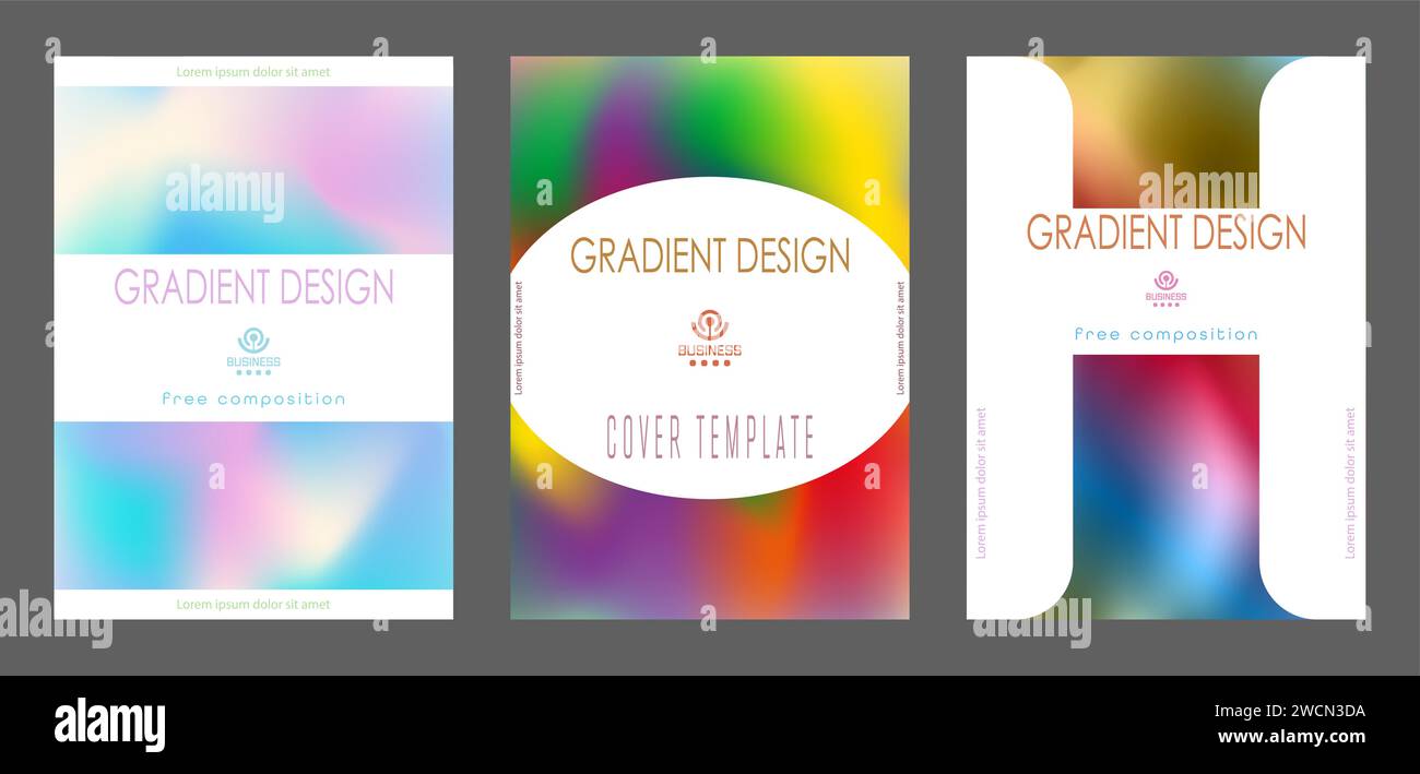 A set of backgrounds with a colorful gradient. Layout for the cover ...