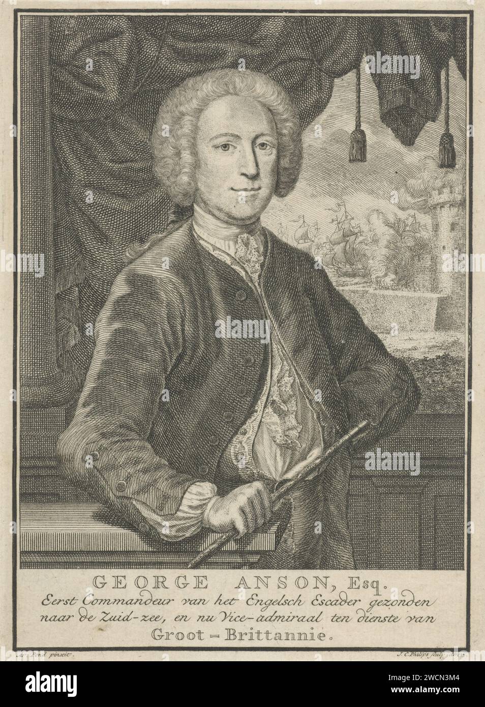 Portret van George Anson, Jan Caspar Philips, after Arthur Pond, 1736 ...