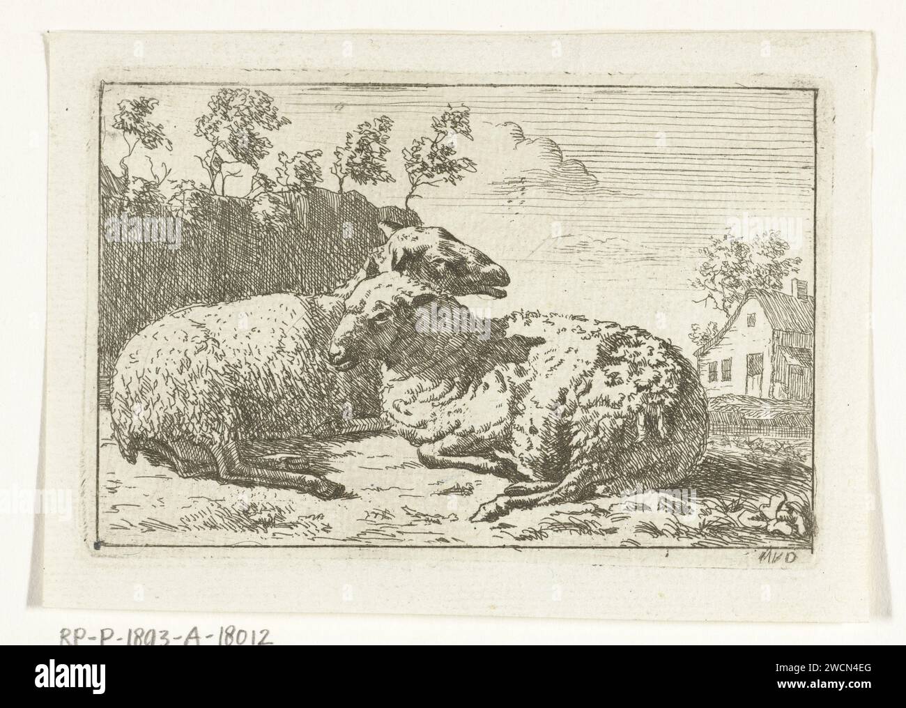 Two lying sheep at Hek, M.van Dalen, 1775 - 1799 print Netherlands ...
