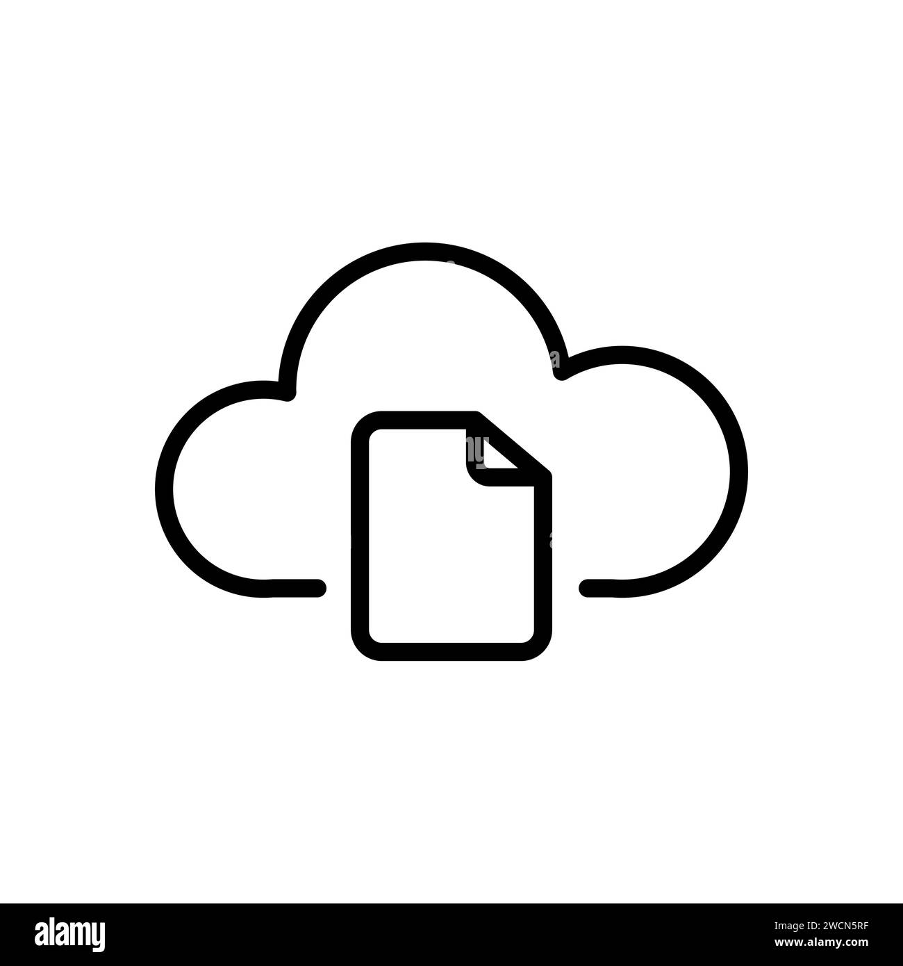 Vector black line icon file in cloud isolated on white background Stock ...