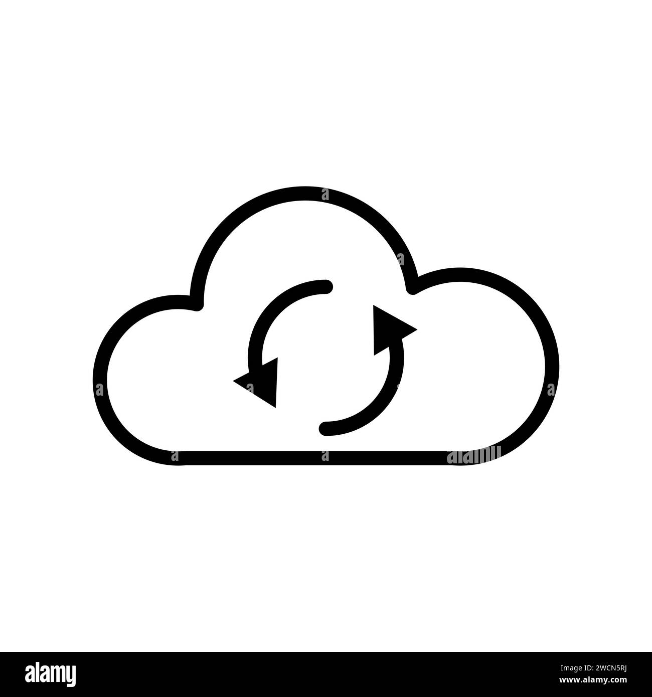 Vector black line icon update cloud isolated on white background Stock Vector Image & Art - Alamy