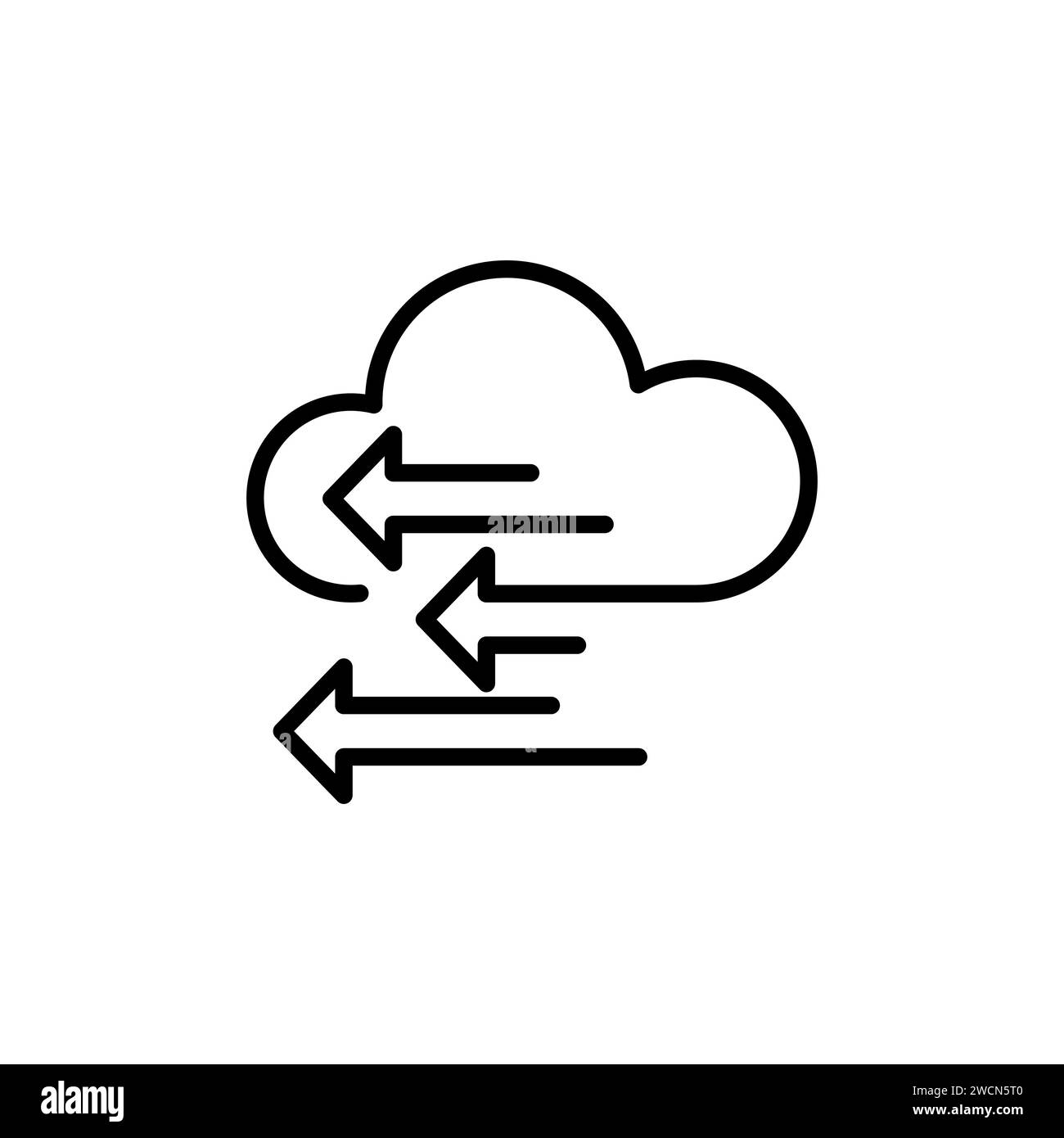 Vector black line icon wind and cloud isolated on white background ...