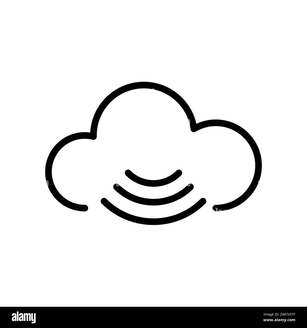 Vector black line icon wireless cloud isolated on white background ...