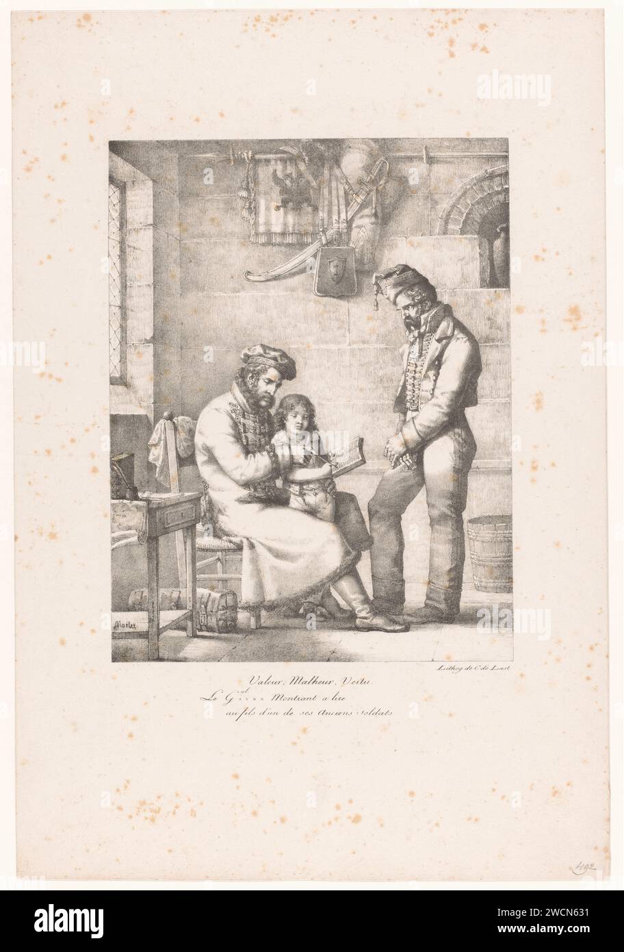 Child receives reading lessons from General, Jean Henri Marlet, 1818 ...
