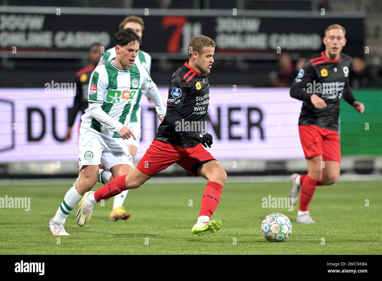 ROTTERDAM - (l-r) Thom van Bergen of FC Groningen, Kenzo Goudmijn of Excelsior during the TOTO ...