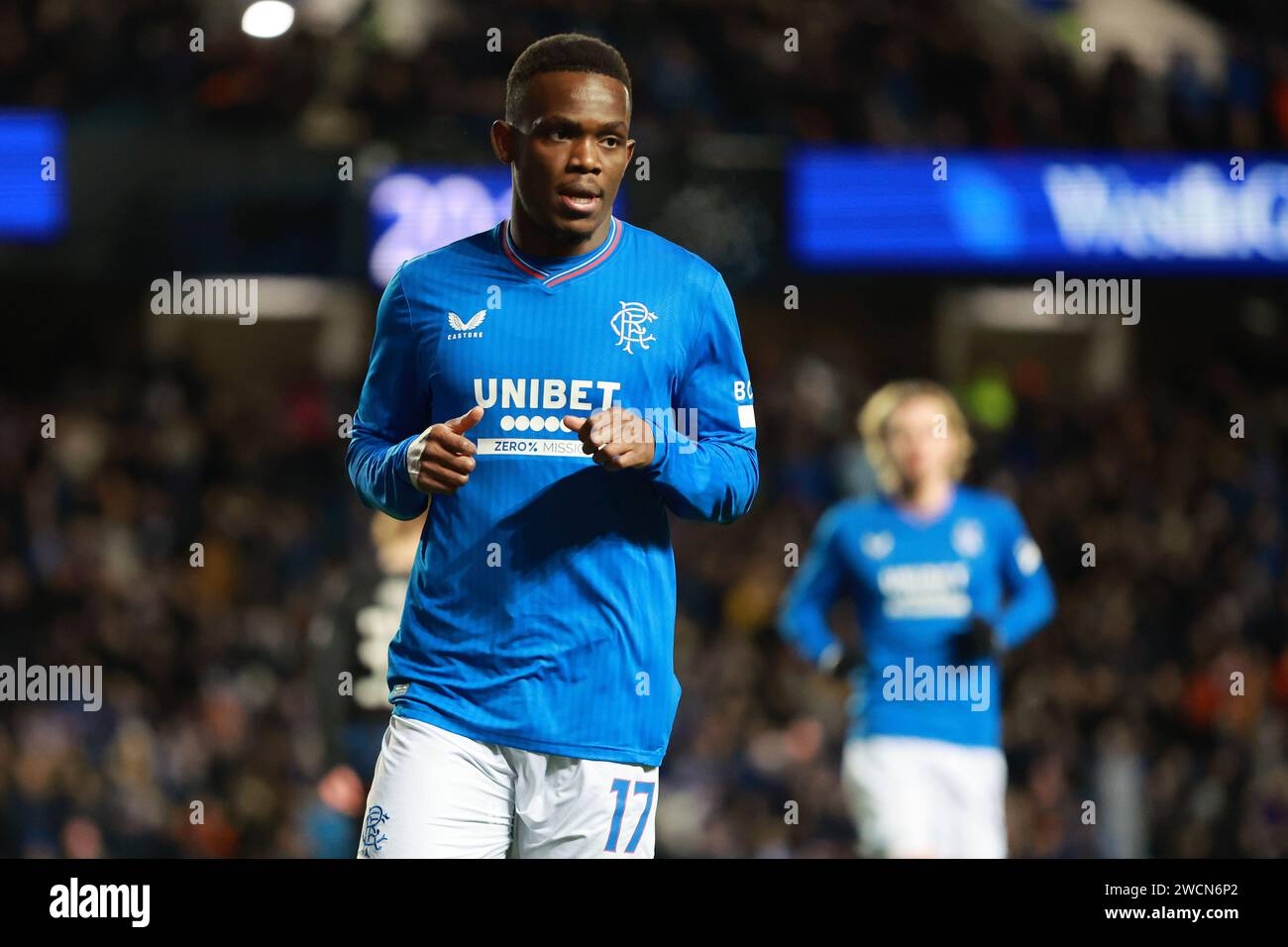 Rangers’ Rabbi Matondo celebrates scoring the opening goal of the game ...