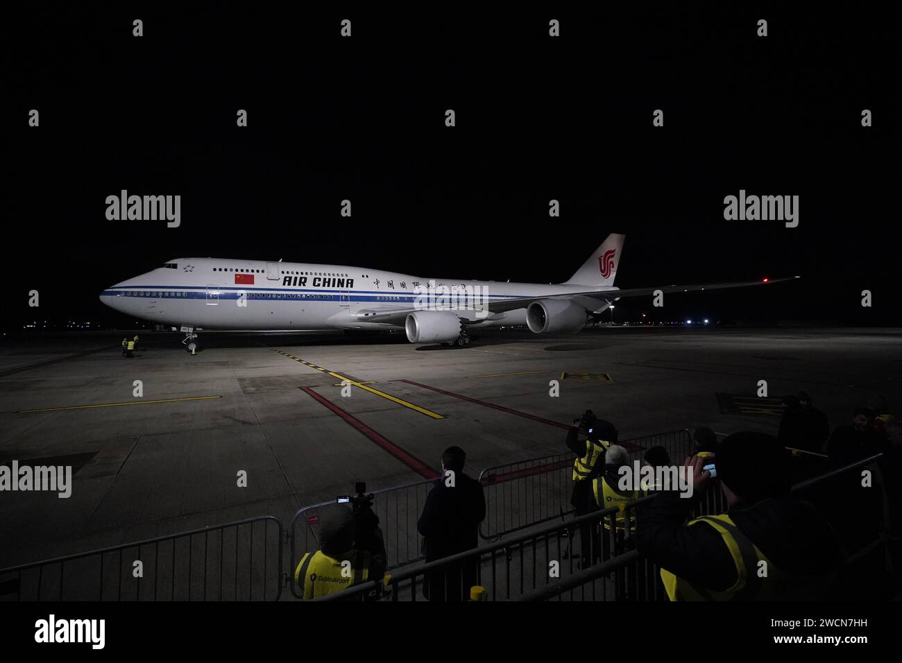 The plane carrying Chinese premier Li Qiang arrives at Dublin Airport ...