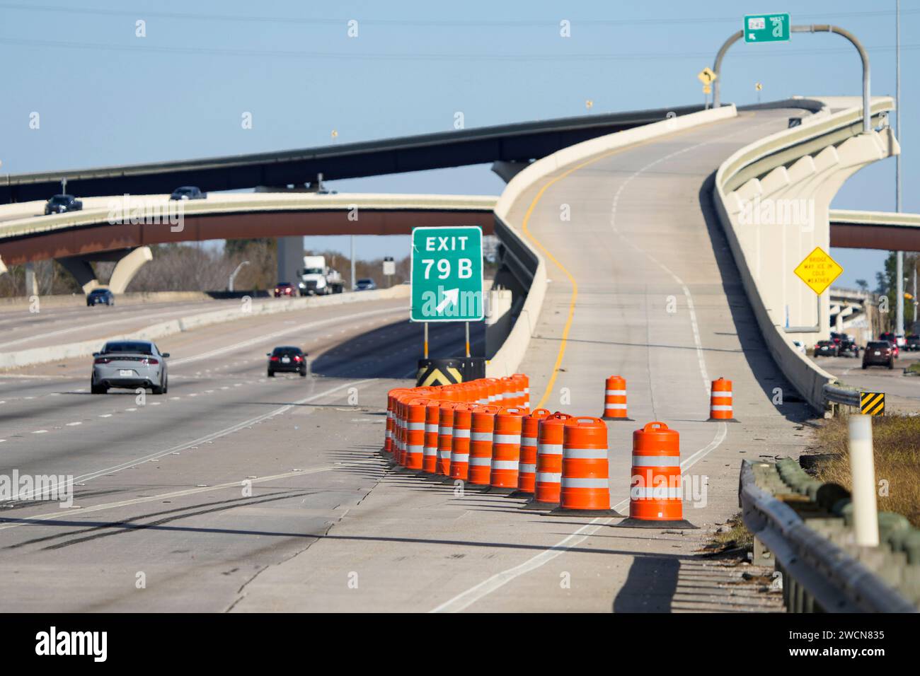 The Texas 242 flyover is closed due to icy conditions as temperatures ...