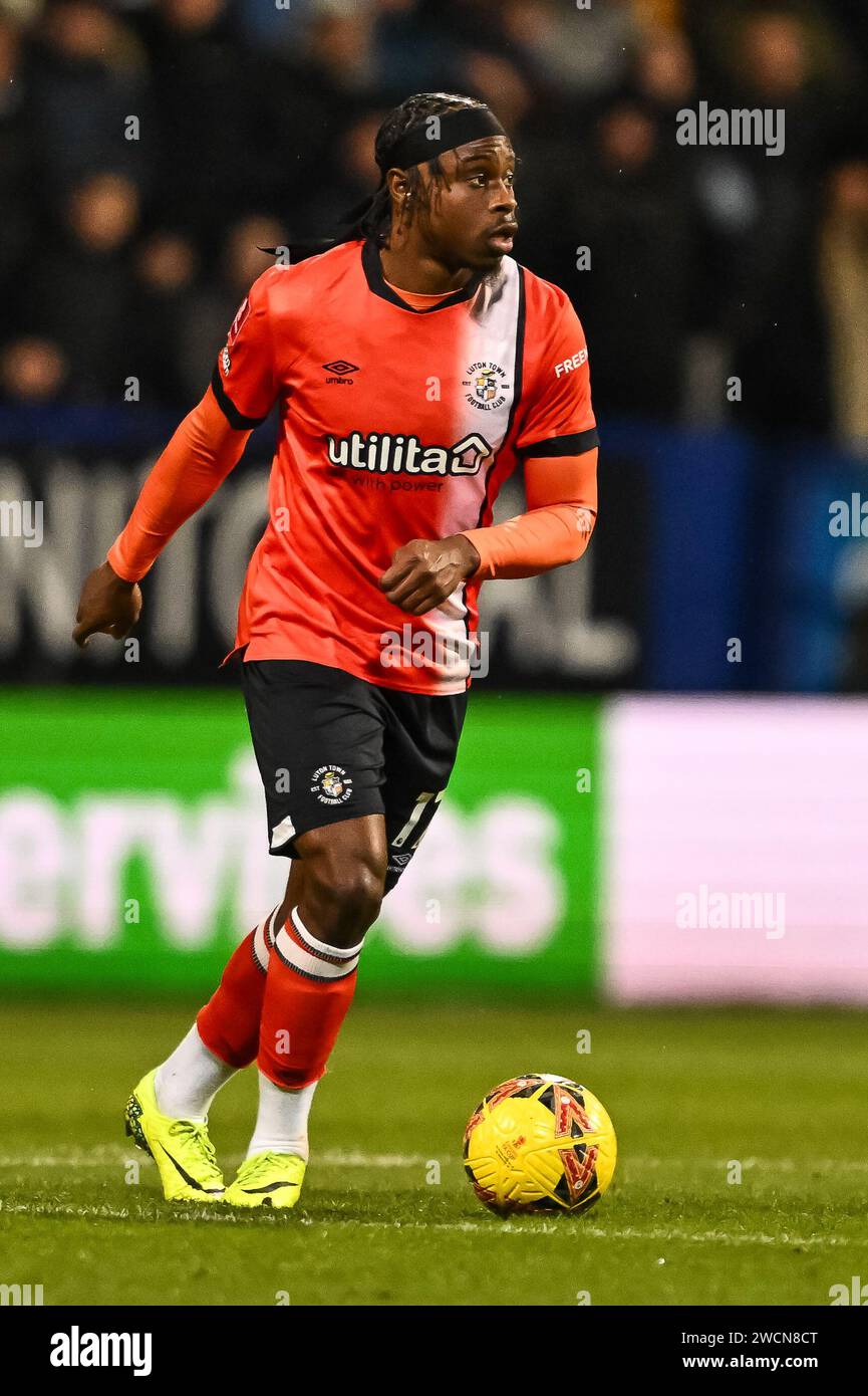 Pelly Ruddock Mpanzu of Luton Town in action during the Emirates FA Cup ...