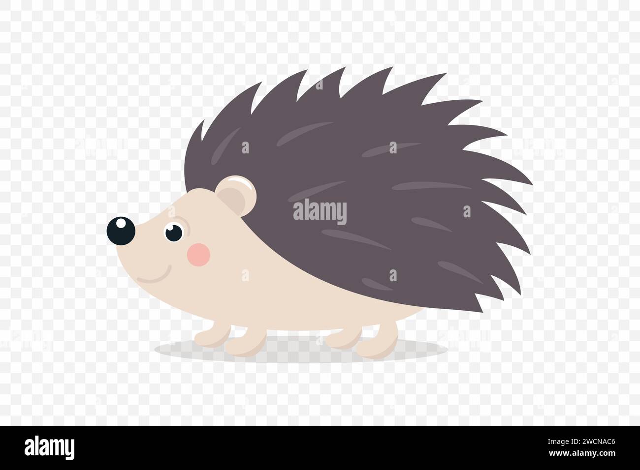 Flat Vector Cute Hedgehog. Little Hedgehog Icon. Adorable Walking ...