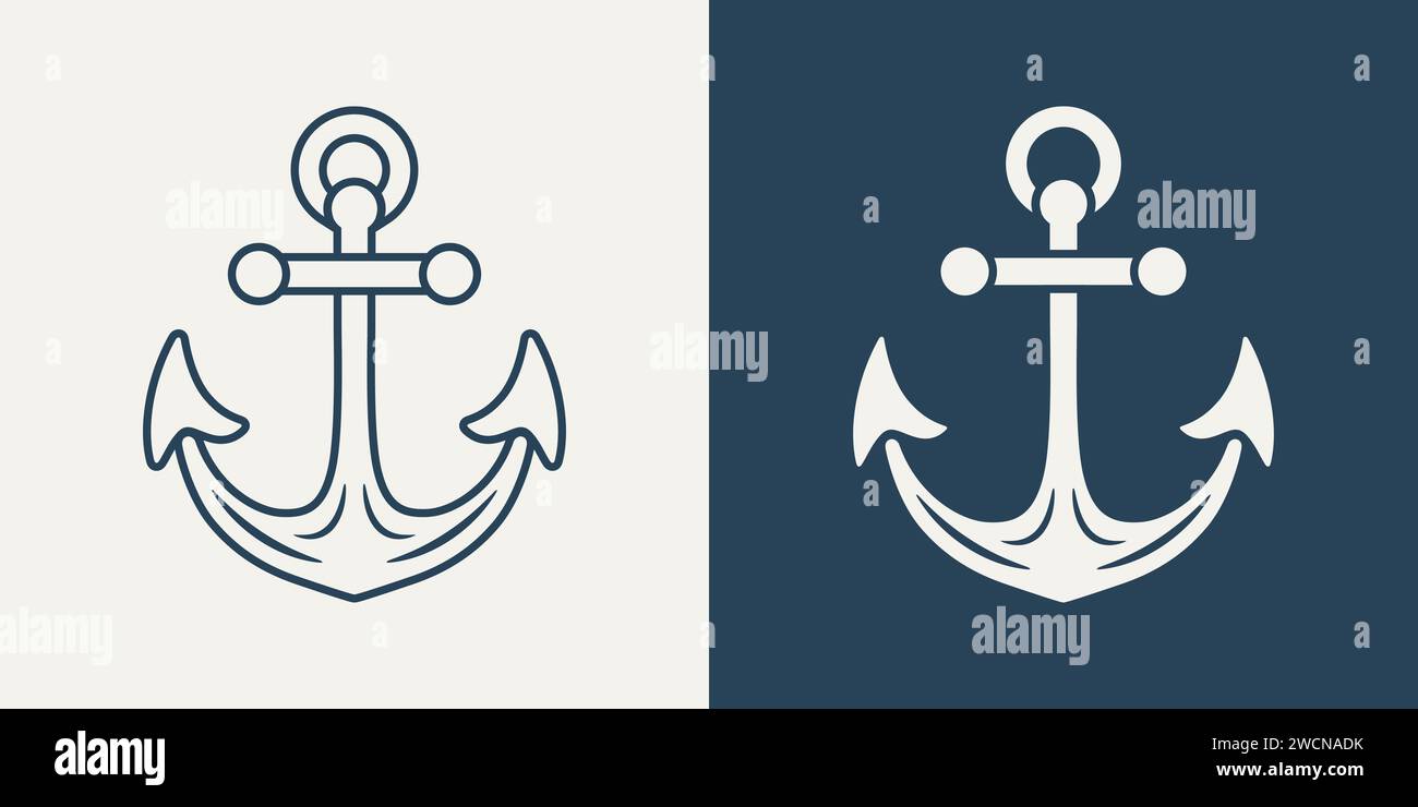 Vector Anchors. Anchor Silhouette Icon Set. Anchor with Outline. Anchor ...