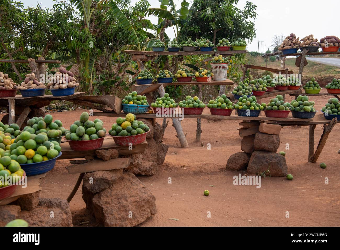 Uganda. Mango’s and other farm fresh fruits and vegetables are for sale ...