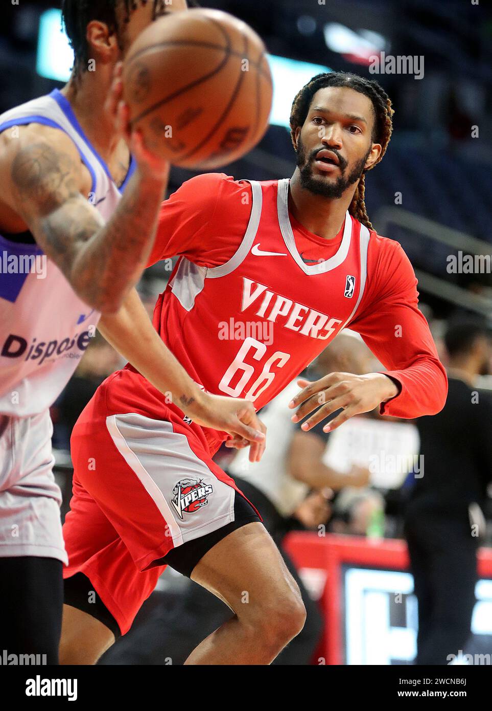 Rio Grande Valley Vipers forward Trhae Mitchell (66) follows the the ...