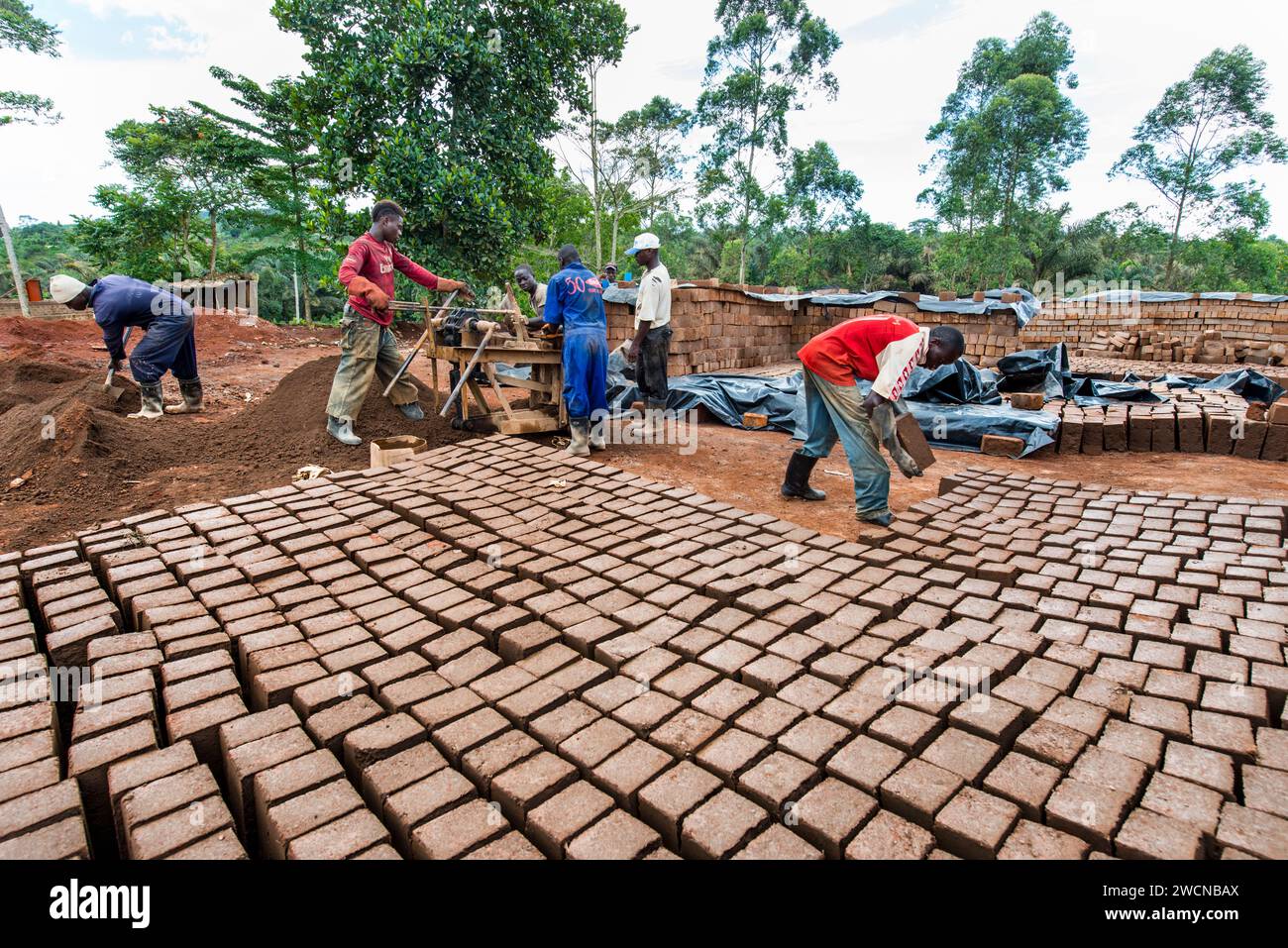 Uganda, Mukono District. A new school will be built with these handmade ...