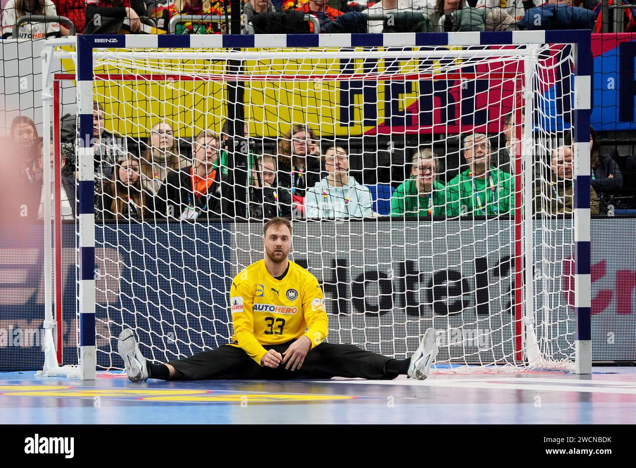 Germany's goalkeeper Andreas Wolff sits on the pitch during the ...