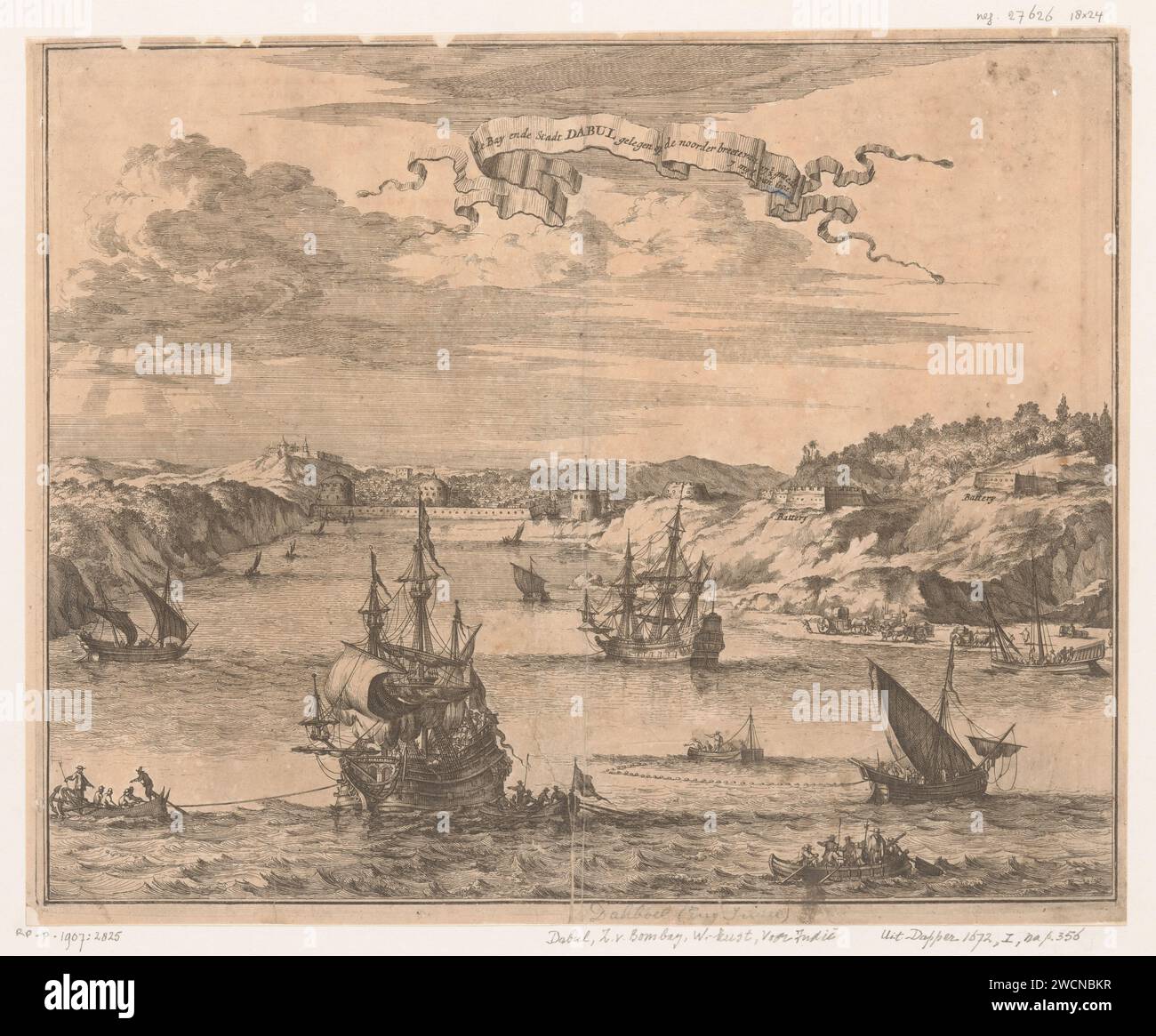 View of Dabhol, Anonymous, 1672 print View of the city of Dabhol with ...