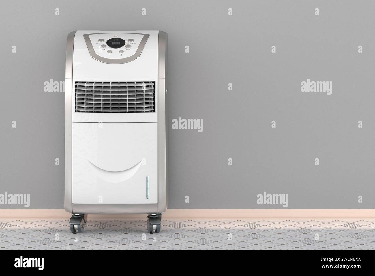 Portable Air Conditioner in room near the wall, front view. 3D ...
