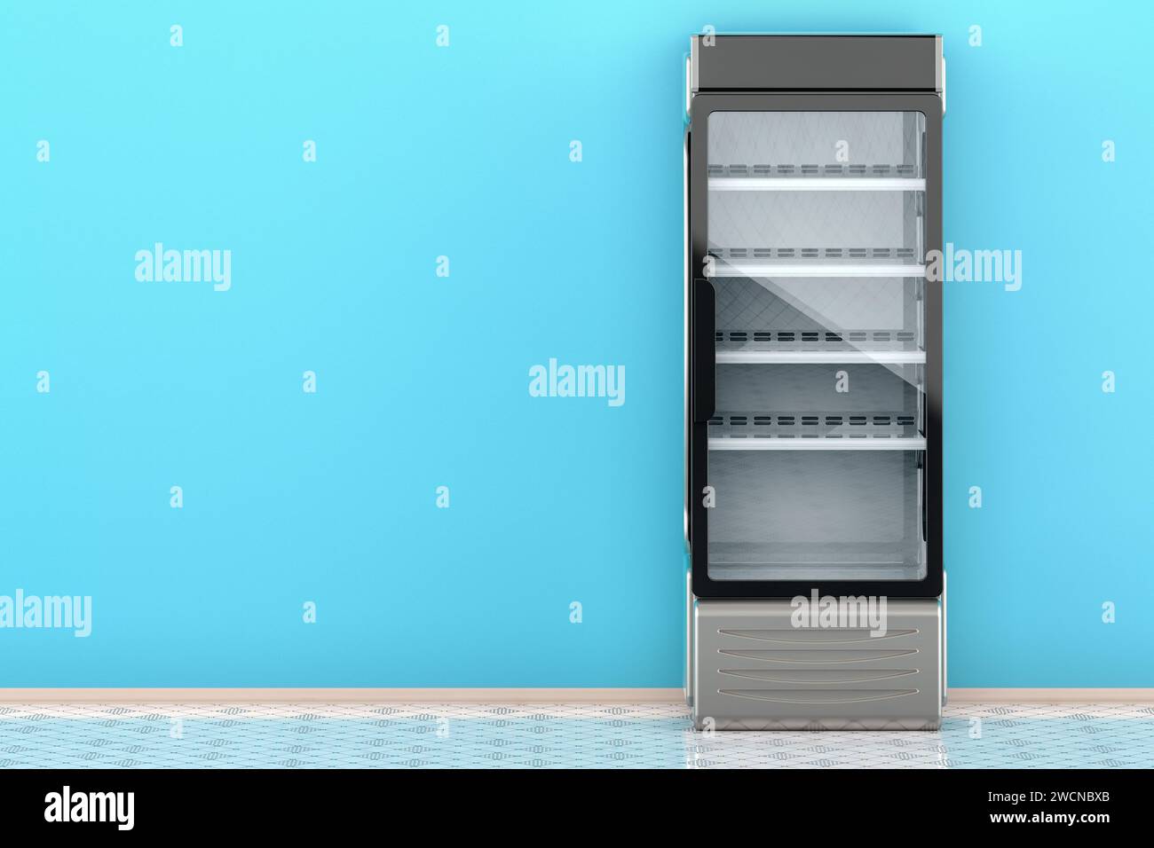Glass Display Fridge in interior, 3D rendering Stock Photo - Alamy