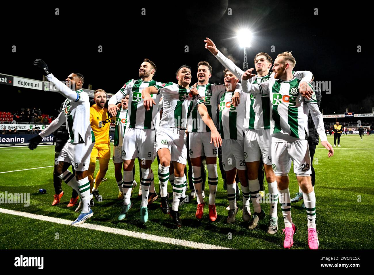 ROTTERDAM - FC Groningen players celebrate the 0-2 victory after the ...