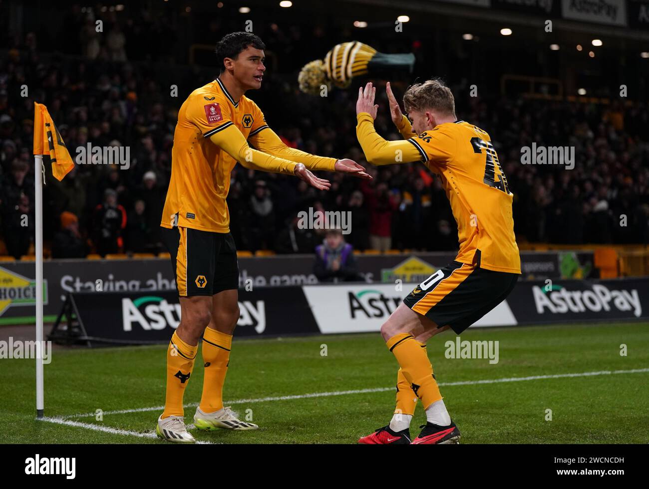 Wolverhampton Wanderers' Nathan Fraser (left) celebrates scoring his ...