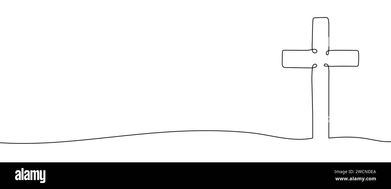 Christian cross one continuous line vector illustration Stock Vector ...
