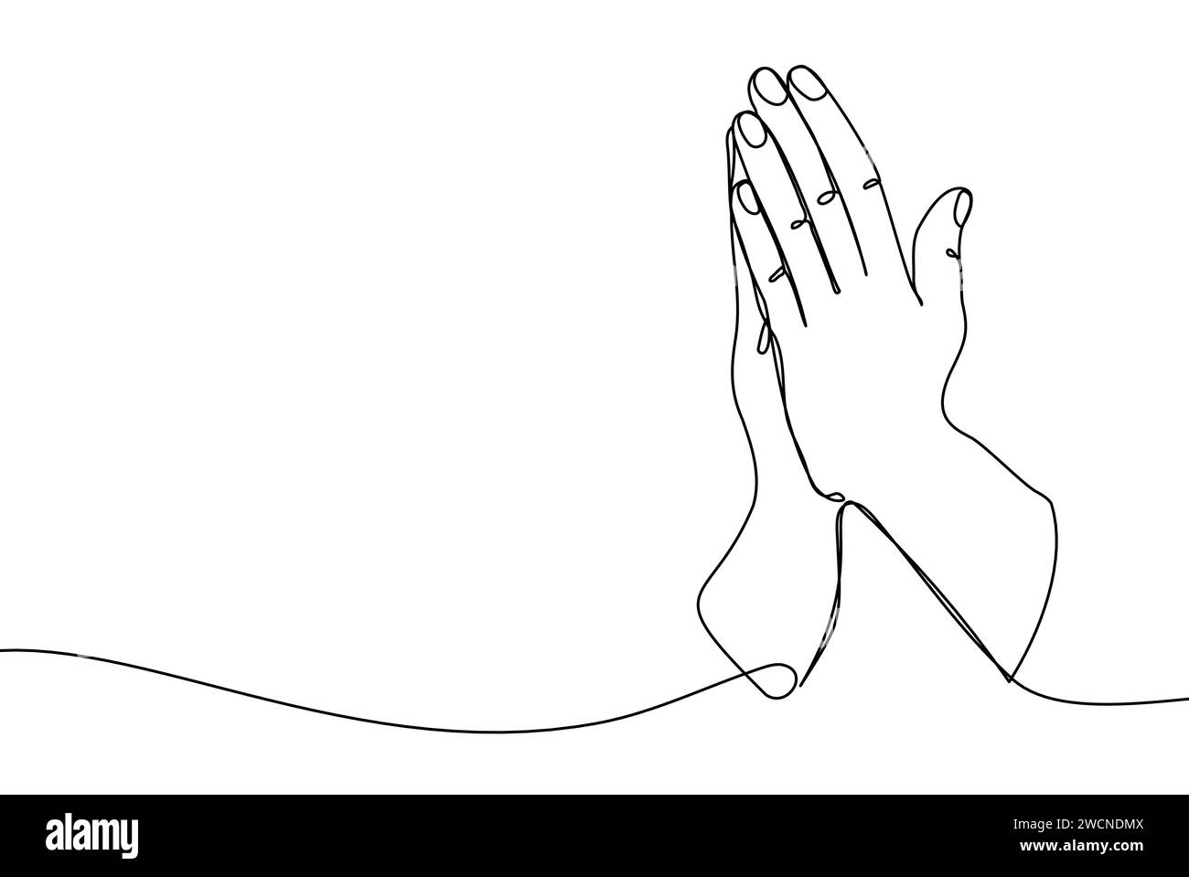 Praying hands one continuous line vector illustration Stock Vector ...