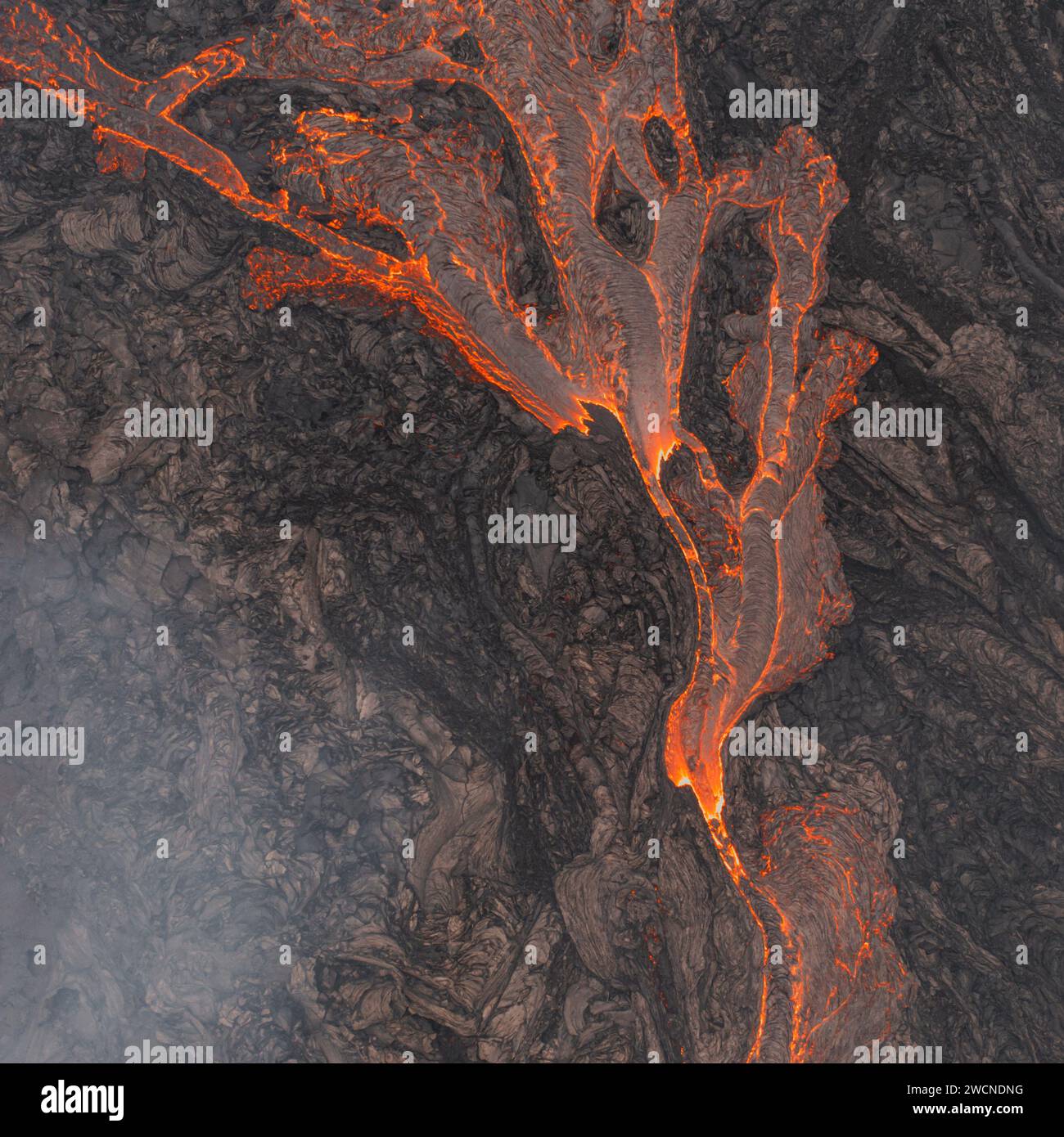 Lava river volcanic eruption at Fagradallsfjall, Geldingadalur in ...