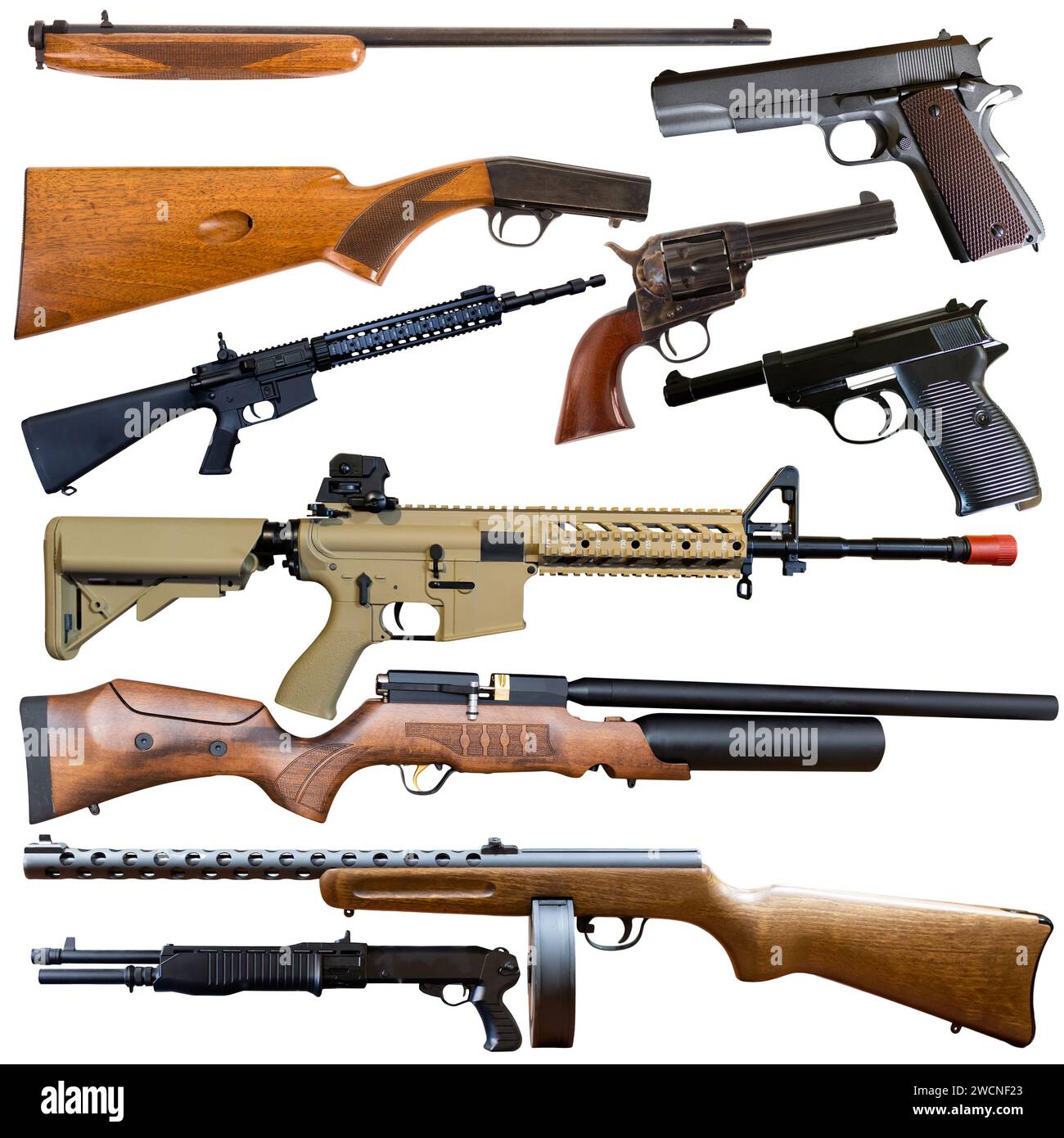 Set of various weapons on white background Stock Photo - Alamy