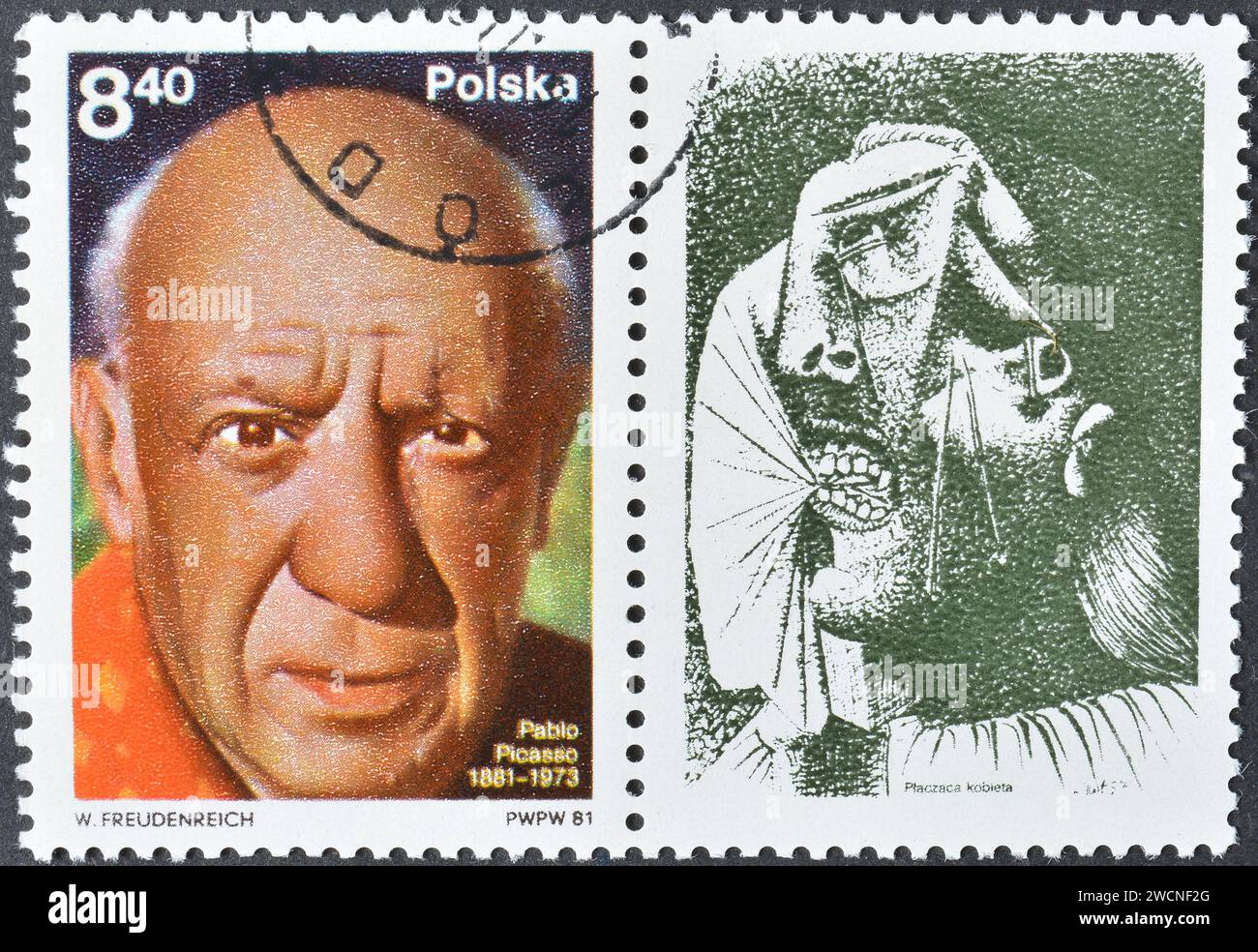Cancelled postage stamps printed by Poland, that shows portrait of ...