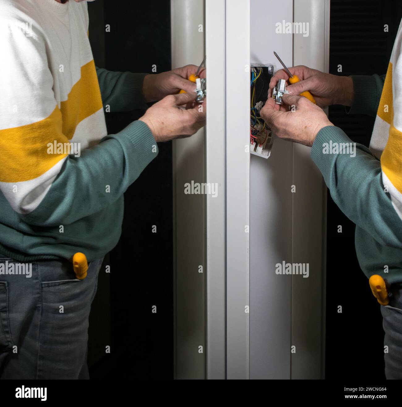 An Electrician Tests The Electrical Installations And Wires Of The Relay Protection System