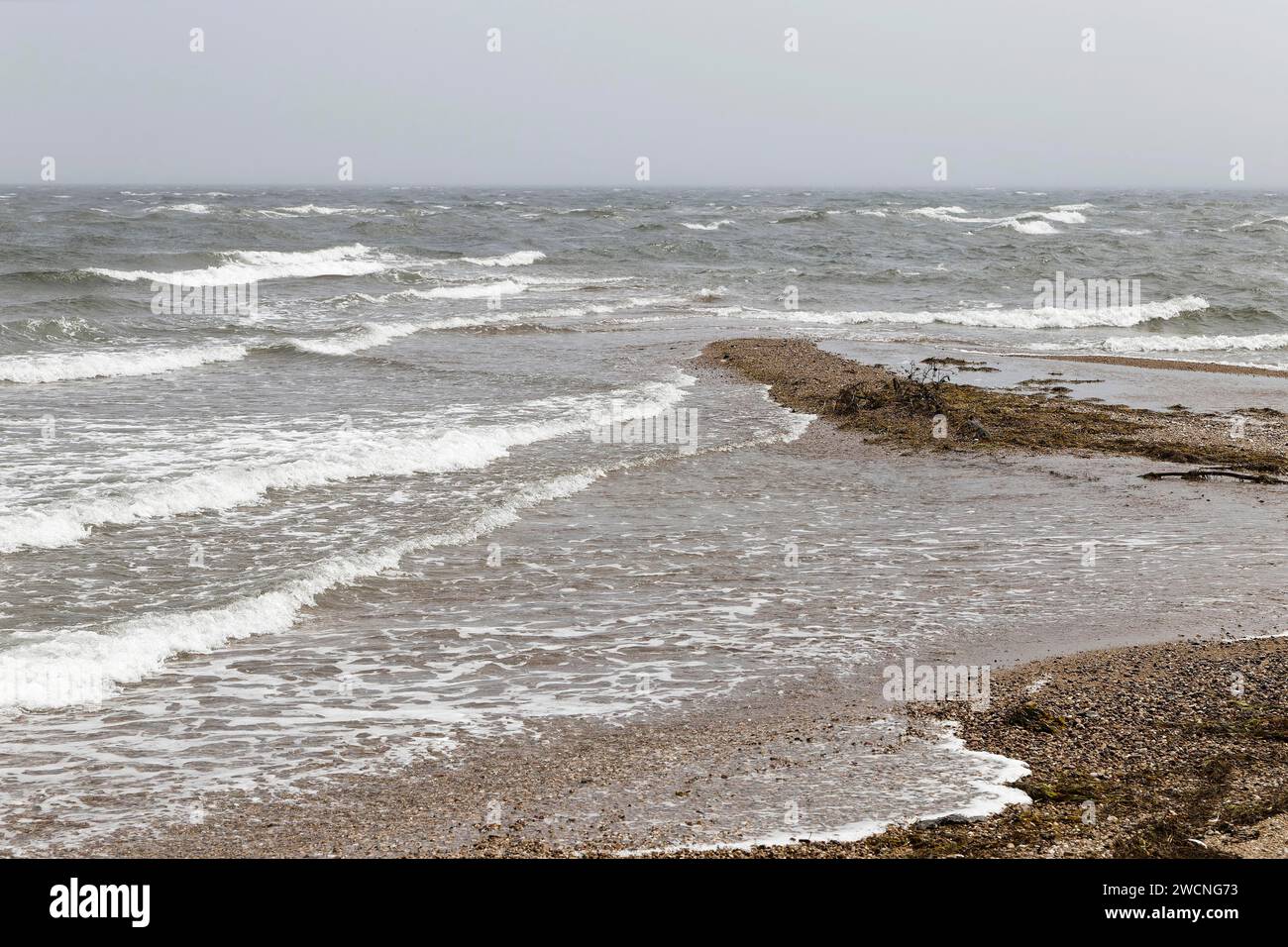 Stormy weather, waves in the Gulf of Saint Lawrence, Gaspesie, Province ...