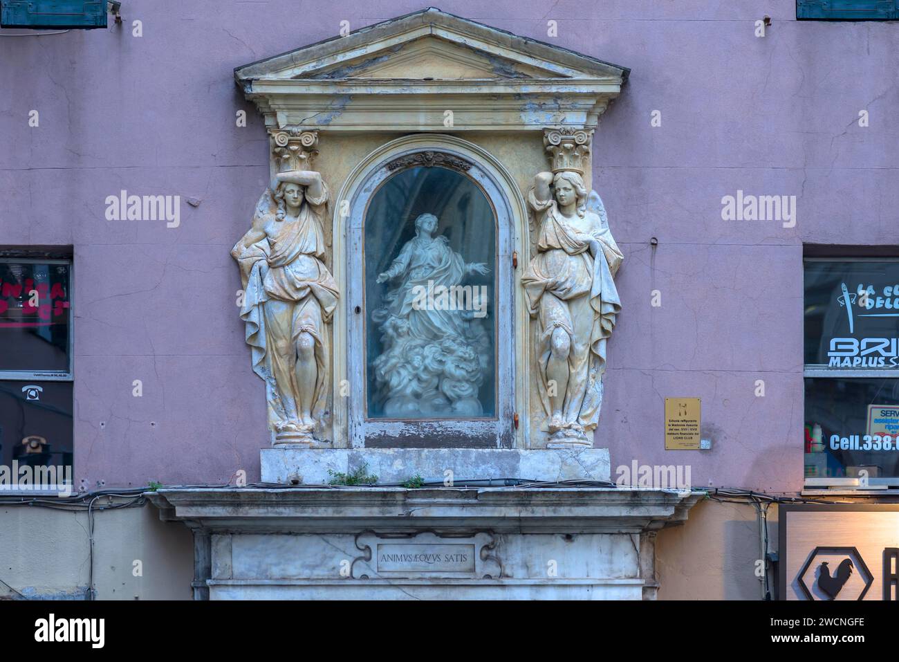 Aedicule with sculpture of the Madonna Assunta, 17th century, historic ...