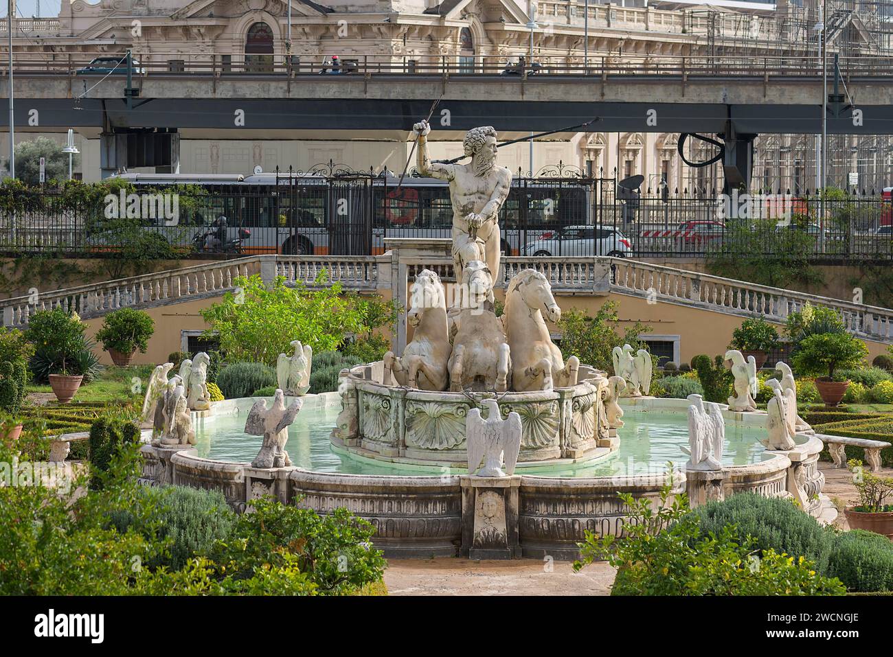 Fountain of Neptune around 1900, in the garden of the Villa del ...