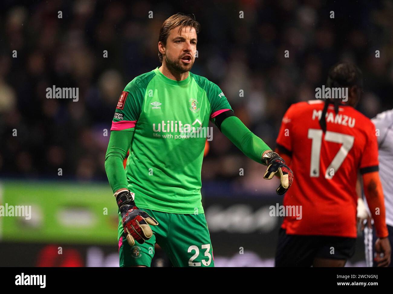 Luton Town goalkeeper Tim Krul in action during the Emirates FA Cup ...