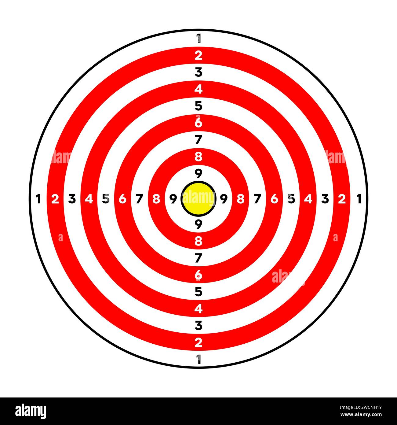 Shooting range paper target with divisions, marks and numbers. Archery ...