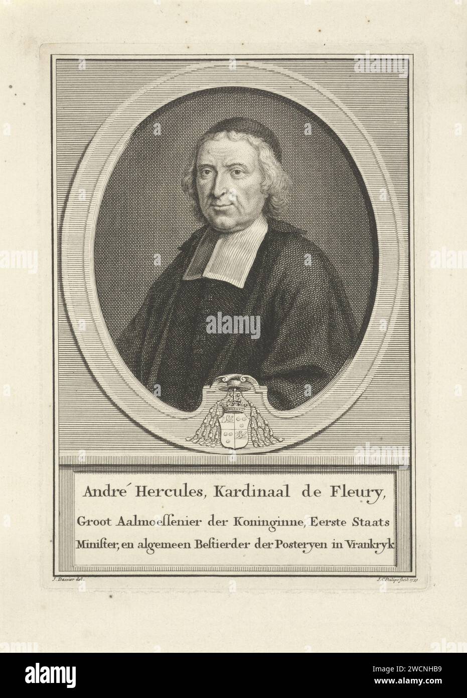 Portrait of Cardinal André-Hercule de Fleury, Jan Caspar Philips, After ...