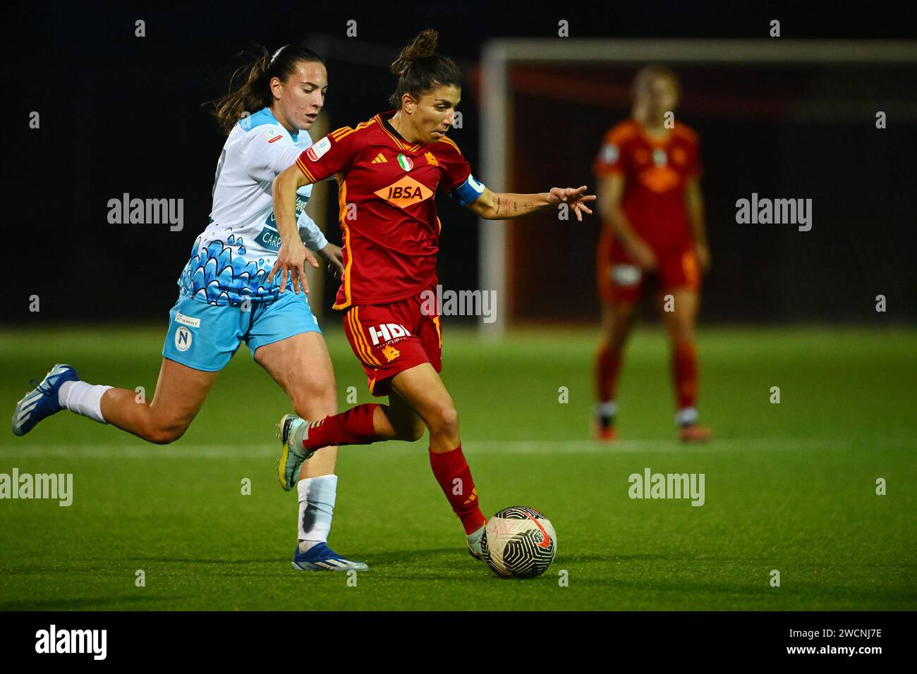 Elisa Bartoli of AS Roma Women and Alice Corelli of Napoli femminile ...