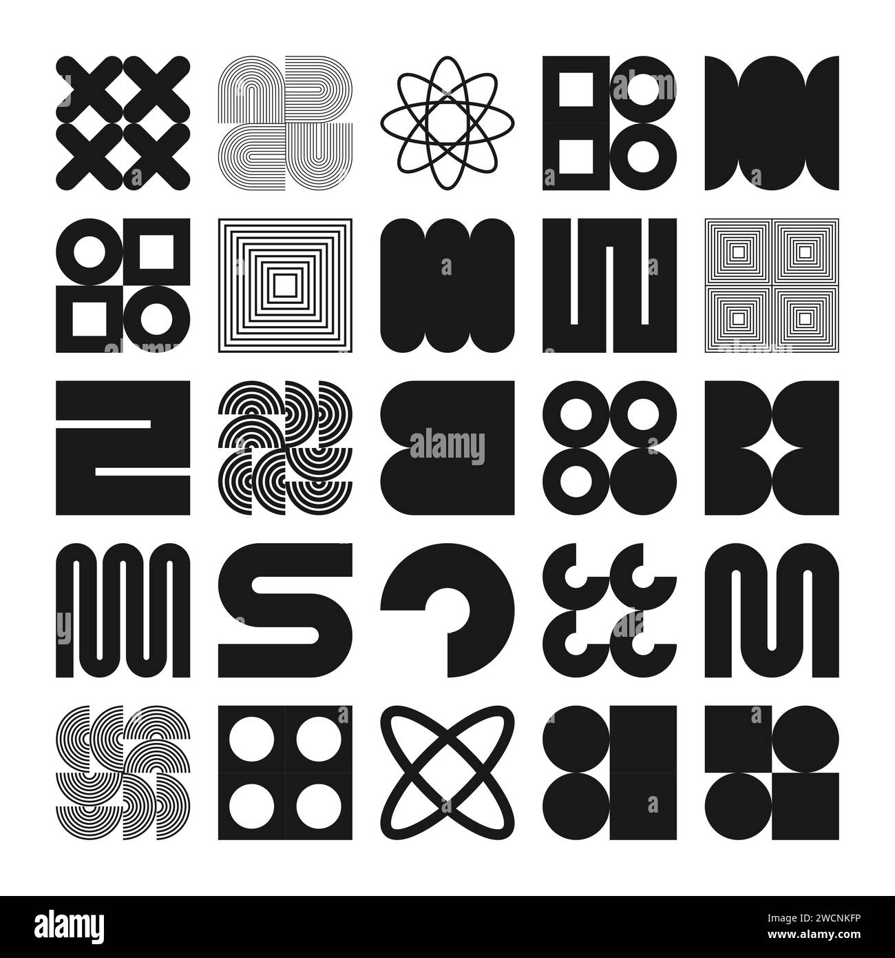 Brutalist geometric shapes, symbols. Simple primitive elements and ...