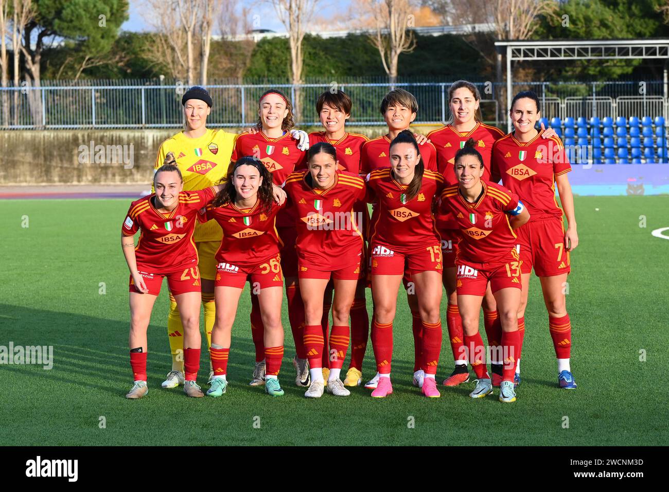 The AS Roma Women team is posing for the Women's Coppa Italia ...