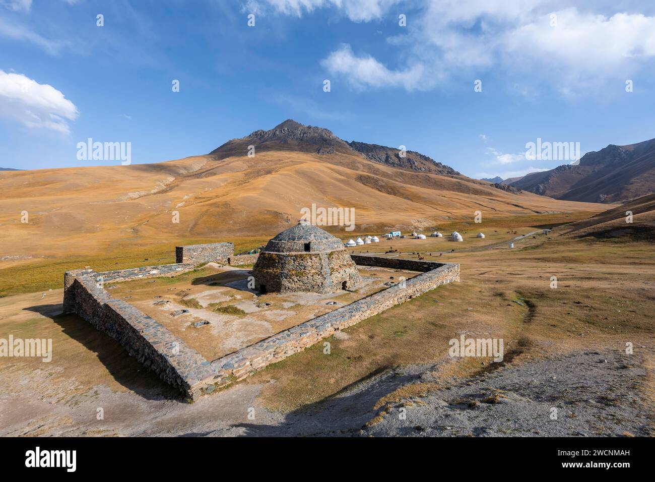 Historic caravanserai Tash Rabat from the 15th century, traditional ...