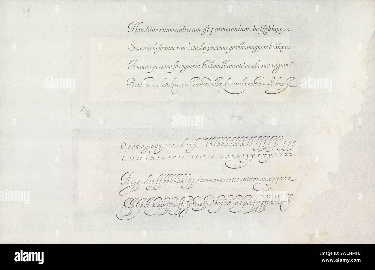 Two writing examples: The Italian letter, 1605 print Two performances ...