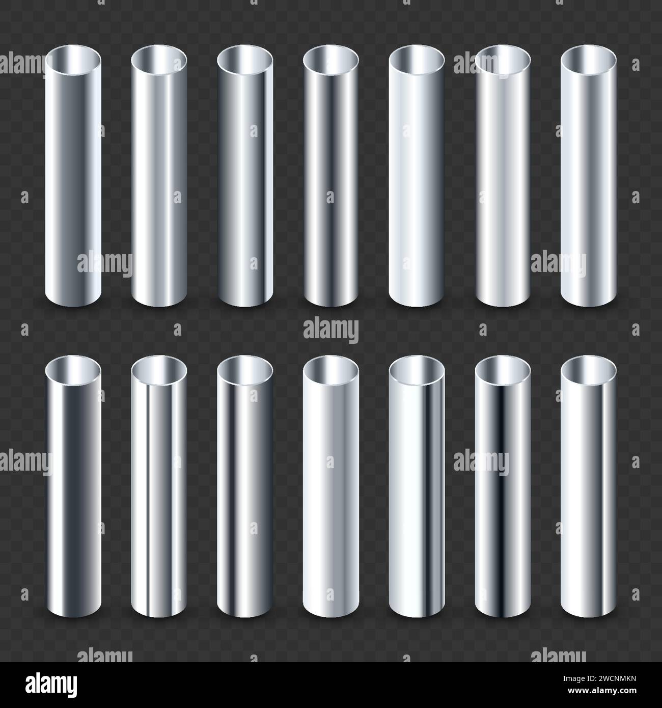 Steel pipes collection. Construction material, pipeline. Industry and ...