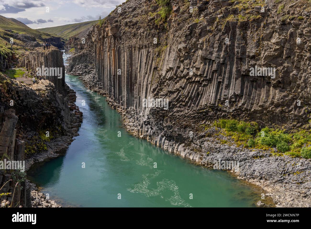 Studlagil Canyon, basalt columns. largest basalt column collection in Iceland, in the east of ...