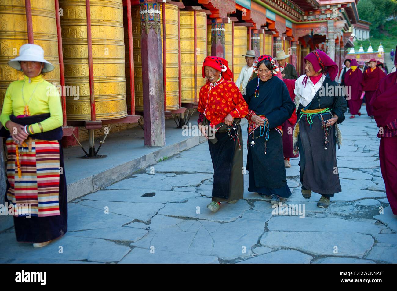 Tibet, Kham, Litang. Tibetan nomads near Litang.people circumabulating ...