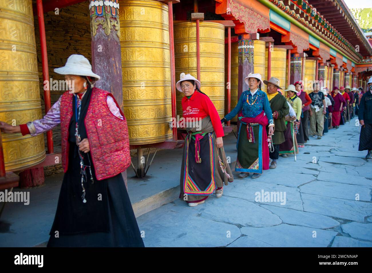 Tibet, Kham, Litang. Tibetan nomads near Litang.people circumabulating ...