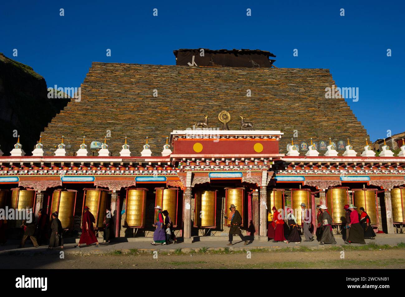Tibet, Kham, Litang. Tibetan nomads near Litang.people circumabulating ...