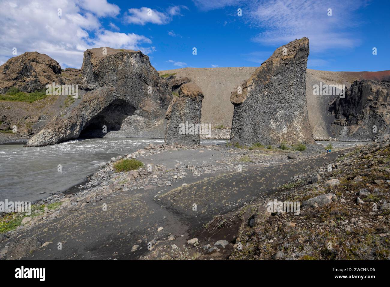 Karl og Kerling, translation old man and old woman, basalt rock pillars ...