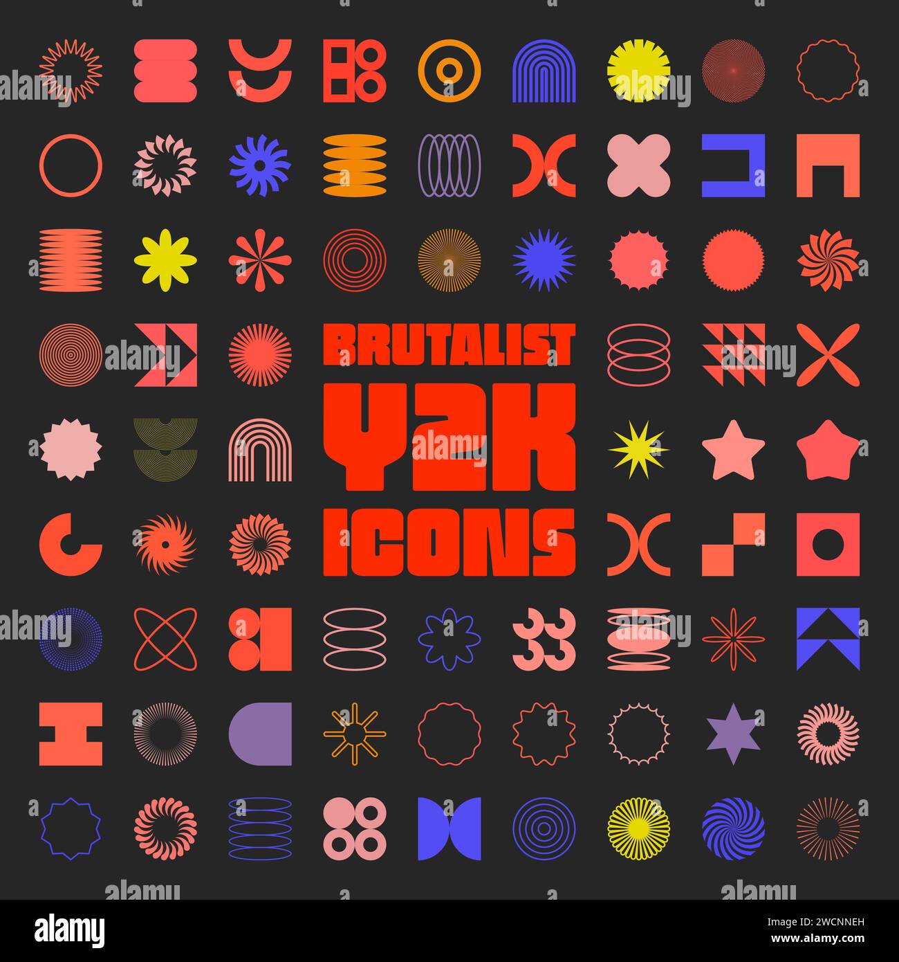 Brutalist geometric shapes, symbols. Simple primitive elements and ...