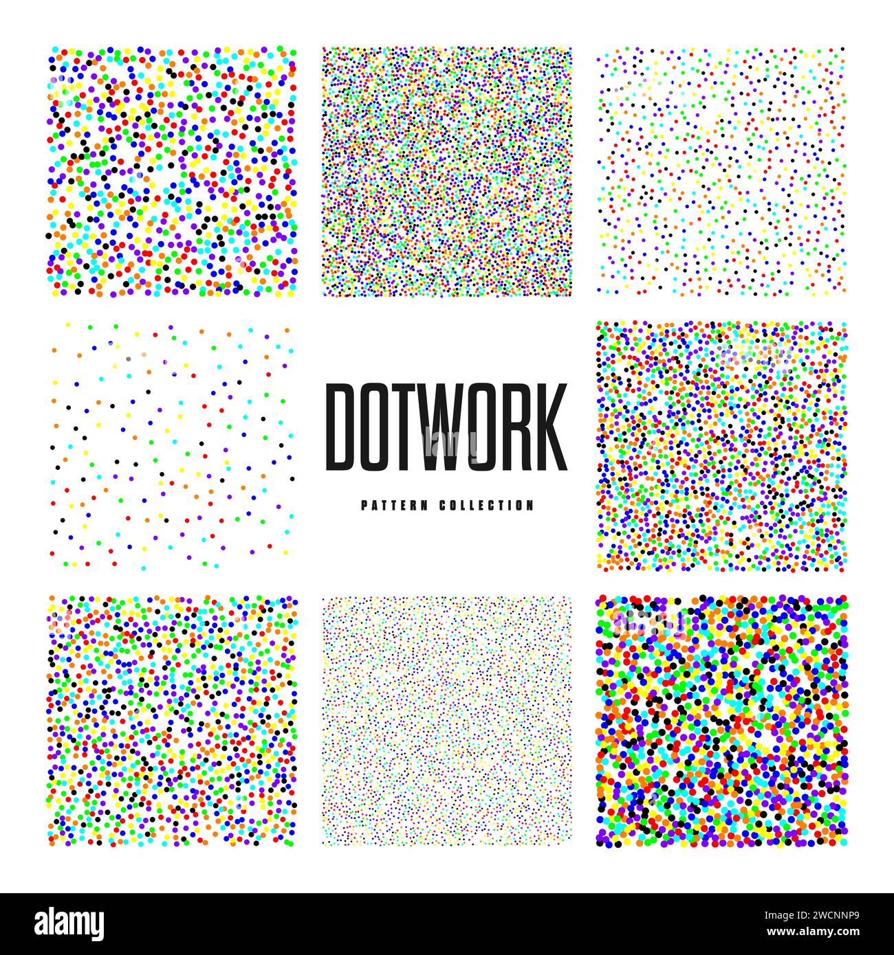 Square shaped dotted objects, vintage stipple elements. Stippling, dotwork drawing, shading ...