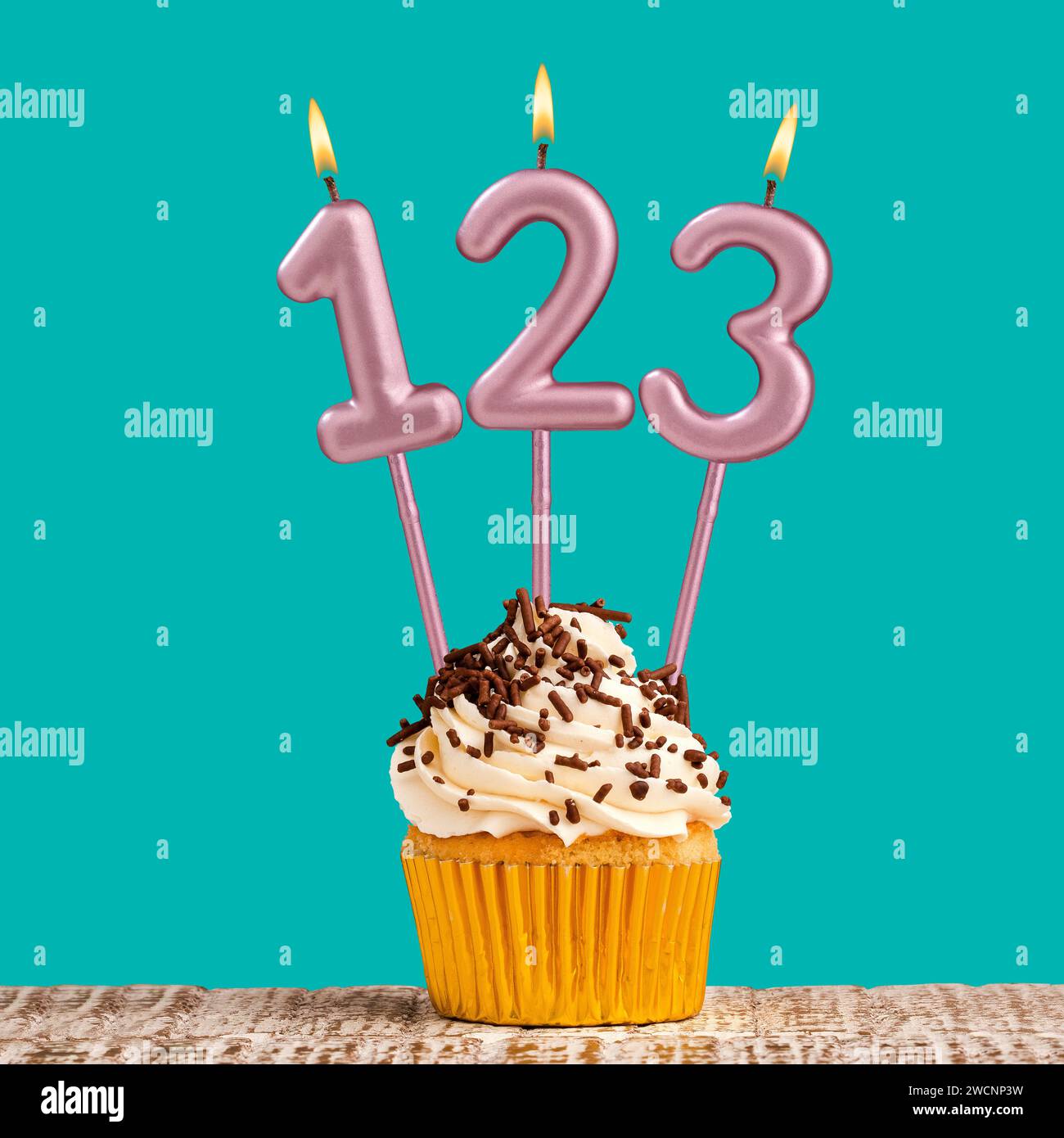 Birthday candle number 123 - Aquamarine card design Stock Photo - Alamy